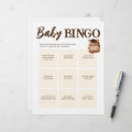 Baby shower bingo game brown personalized template letterhead | Zazzle