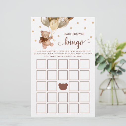 Baby Shower Bingo Game Gifts Bingo Teddy Bear | Zazzle