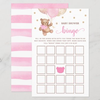 Baby Shower Bingo Game Teddy Bear | Zazzle