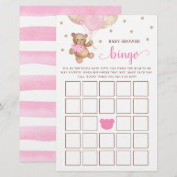 Baby Shower Bingo Game Teddy Bear | Zazzle