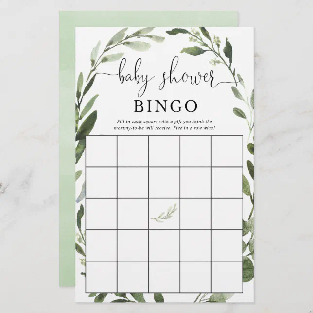 Baby shower bingo greenery eucalyptus wreath | Zazzle