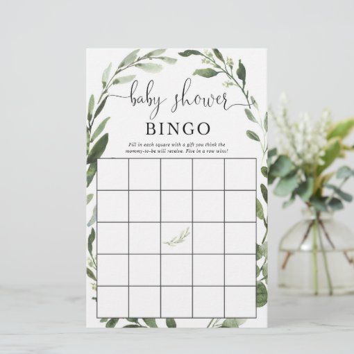 Baby shower bingo greenery eucalyptus wreath | Zazzle