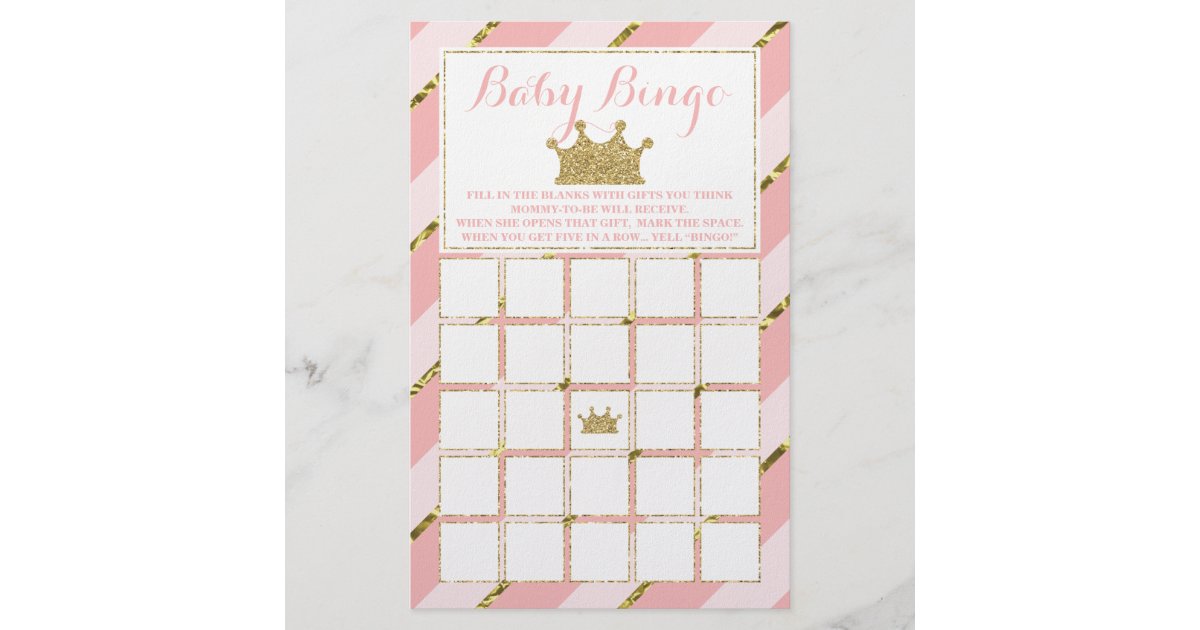 Baby Shower Bingo, Little Princess Flyer | Zazzle