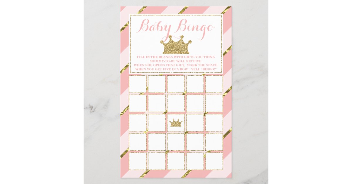 Baby Shower Bingo, Little Princess Flyer | Zazzle