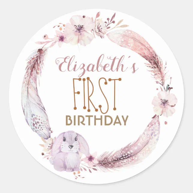 Baby Shower | Birthday | Little Bunny Classic Round Sticker | Zazzle