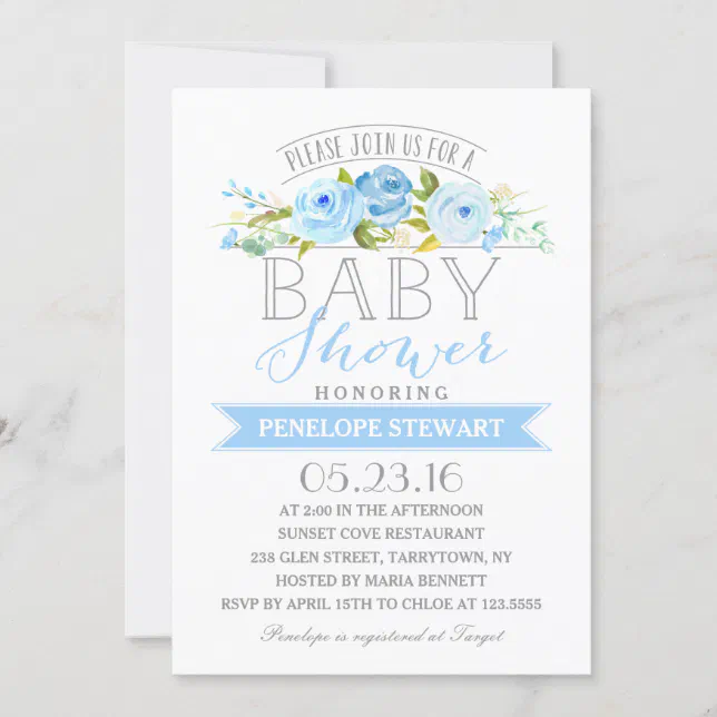 Baby Shower Blue | Baby Shower Invitation | Zazzle