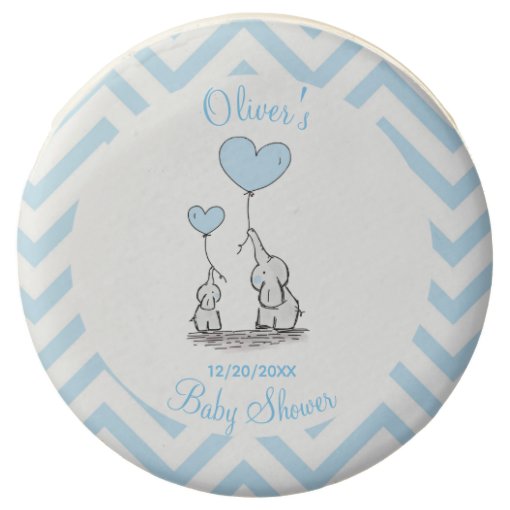 Baby Shower Blue Elephants with Heart Balloons Chocolate Covered Oreo ...