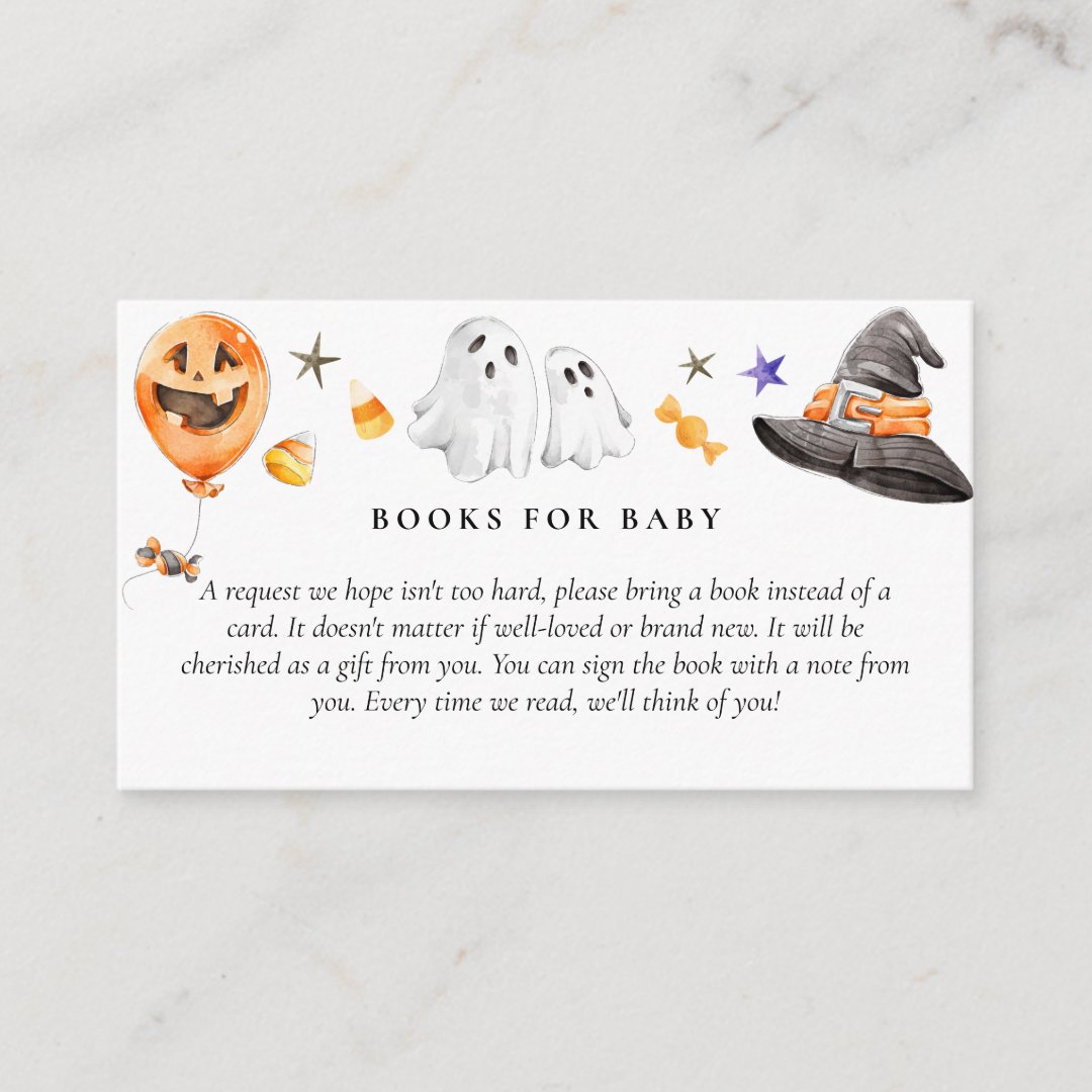 Baby Shower Books for Baby Halloween Enclosure Card | Zazzle