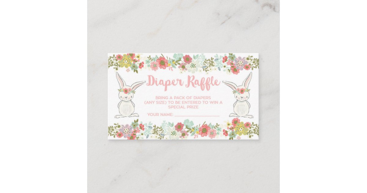 Baby Shower Bunny Diaper Raffle Card | Zazzle