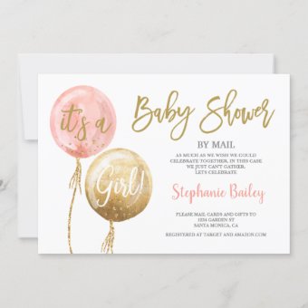 Baby shower by mail girl invitation | Zazzle
