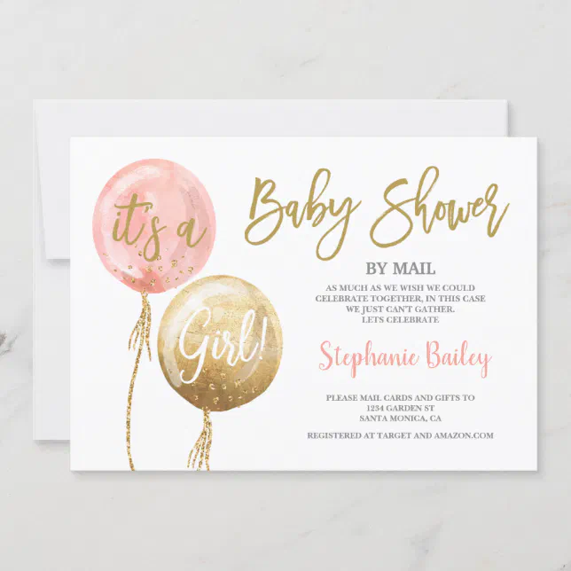 Baby shower by mail girl invitation | Zazzle