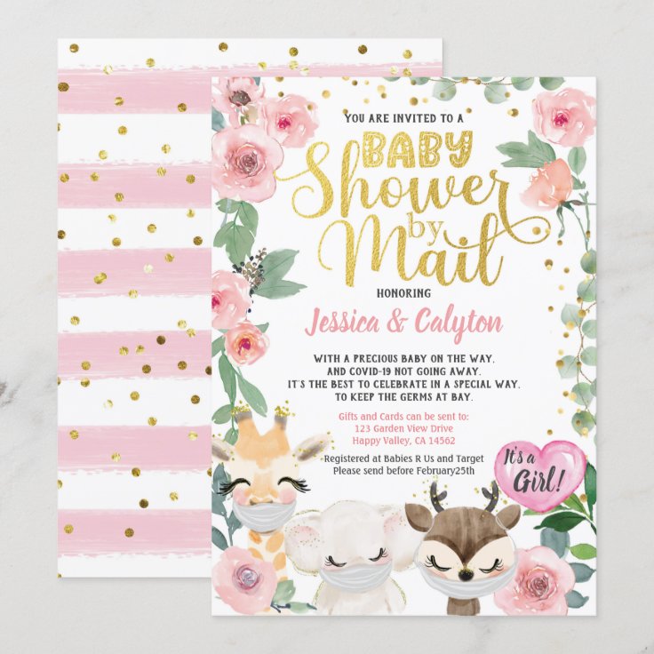 Baby Shower By Mail Pandemic Woodland Animal Invitation | Zazzle