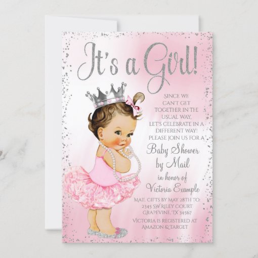 Baby Shower by Mail Pink Princess Tutu Baby Shower Invitation | Zazzle