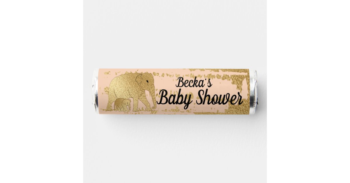 Baby Shower Candy Roll of Mints Pink Elephants | Zazzle