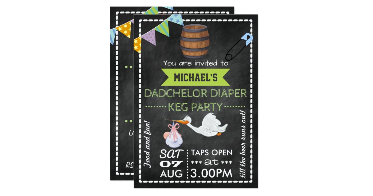 Baby Shower Christening Dadchelor Keg Party Chalk Invitation