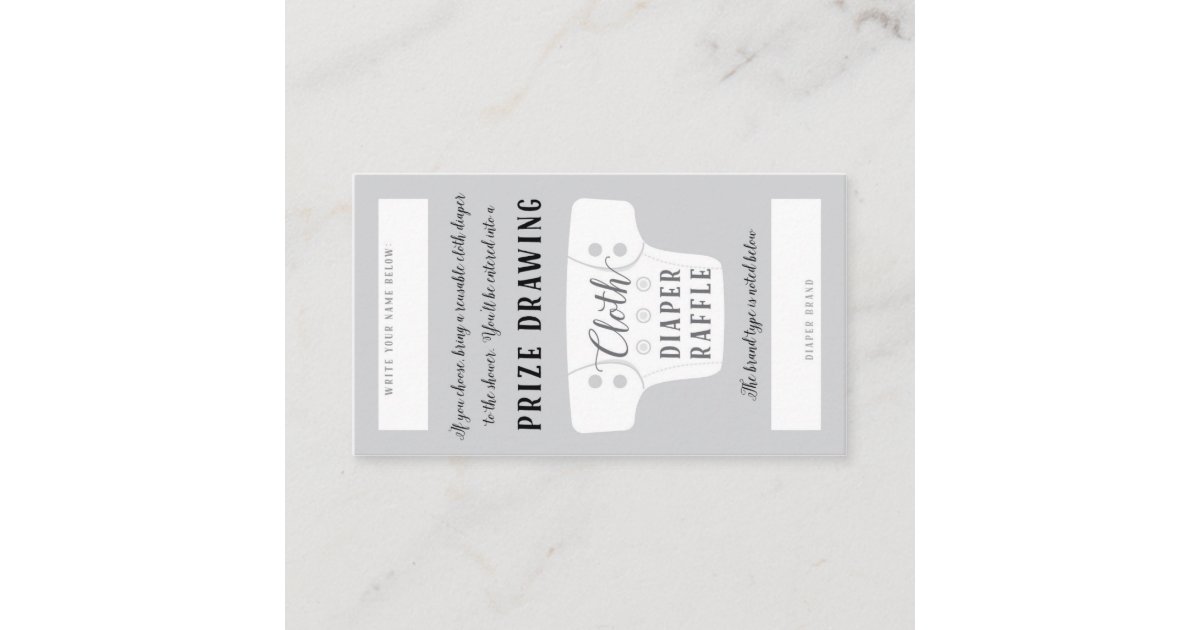 Baby Shower Cloth Diaper Raffle Tickets Gray Enclosure Card | Zazzle