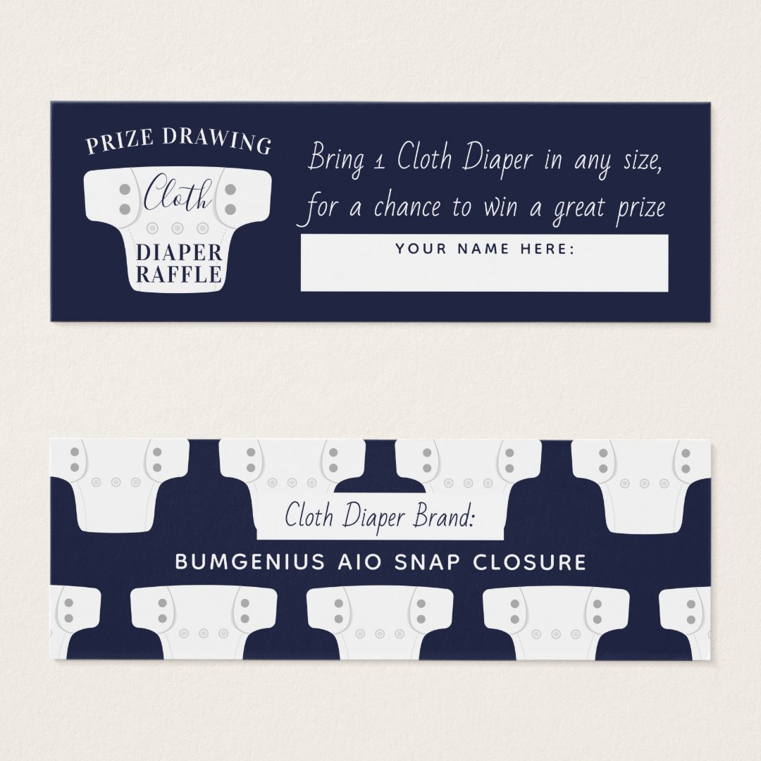 Baby Shower Cloth Diaper Raffle Tickets Navy Blue | Zazzle