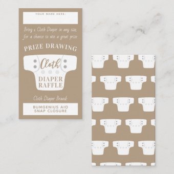Baby Shower Cloth Diaper Raffle Tickets Taupe Tan Enclosure Card | Zazzle