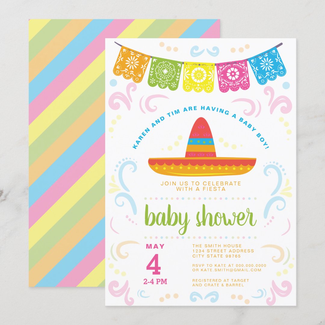 Baby Shower Colorful May FIESTA invitation | Zazzle