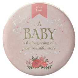 Baby shower Cookies Pink Gold It's a Girl Floral | Zazzle