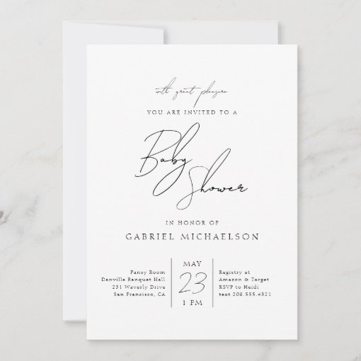 Baby Shower | Cursive Script Invitation | Zazzle