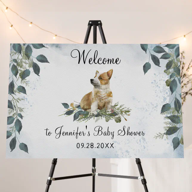Baby Shower Cute Corgi Puppy Welcome Foam Board | Zazzle