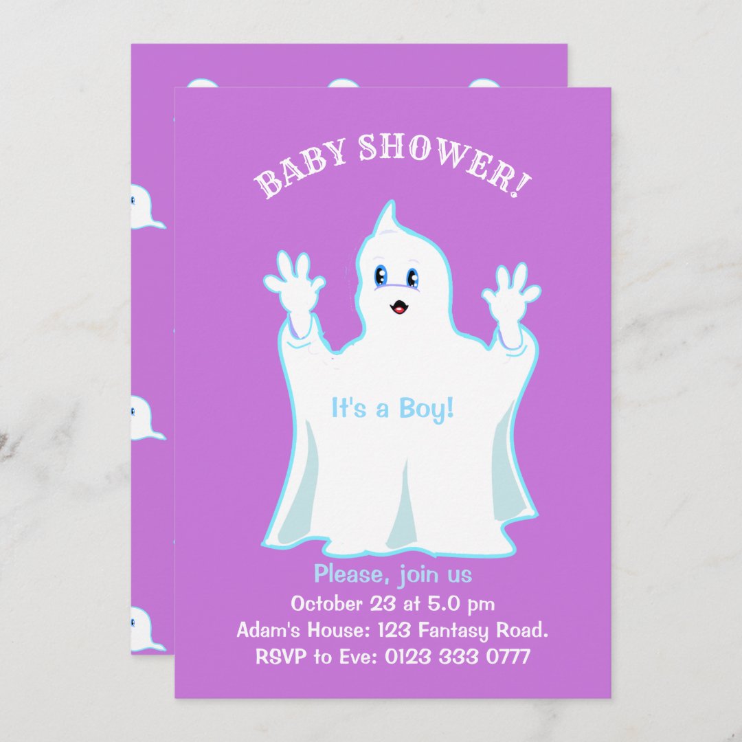 Baby Shower Cute Ghost Invitation | Zazzle