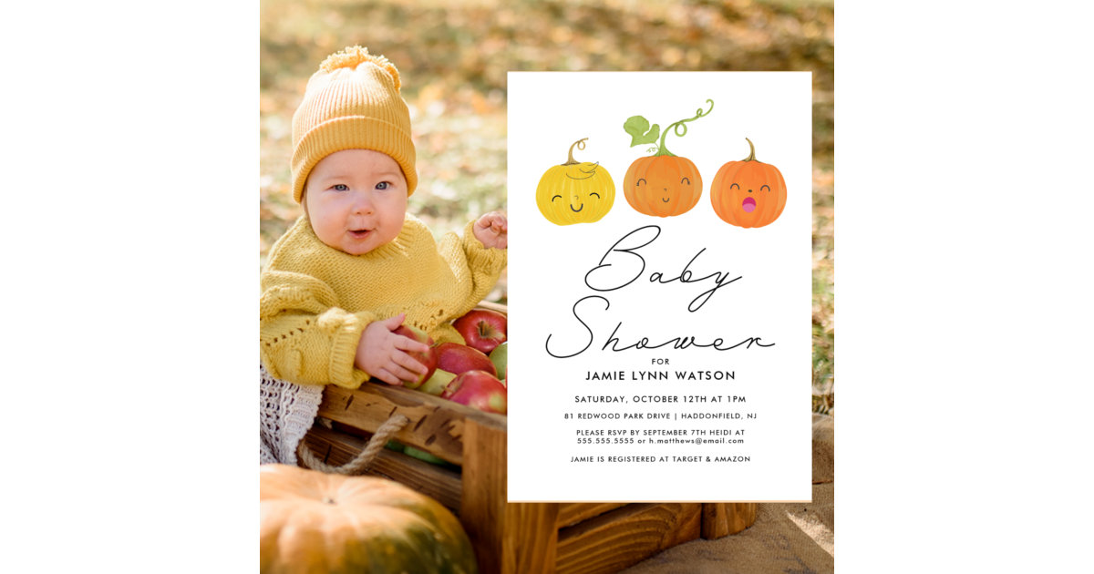 BABY SHOWER | Cute Little Pumpkin Invitation | Zazzle