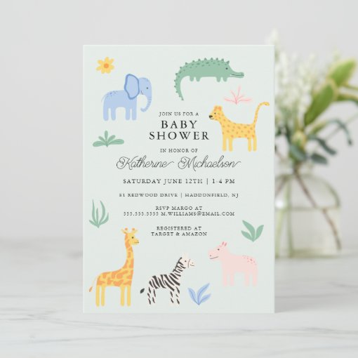 BABY SHOWER | Cute Wildlife Baby Animals Invitation | Zazzle