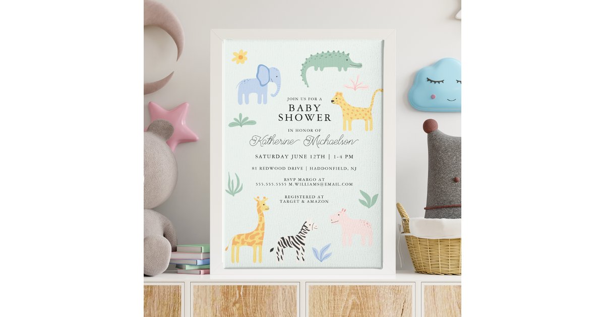 BABY SHOWER | Cute Wildlife Baby Animals Invitation | Zazzle