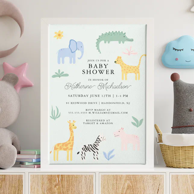 BABY SHOWER | Cute Wildlife Baby Animals Invitation | Zazzle