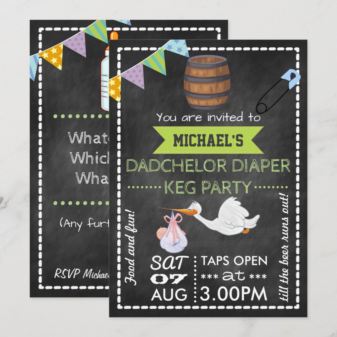 Baby Shower Dadchelor Keg Party Chalkboard Invitation | Zazzle