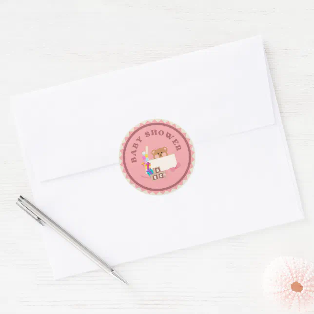 Baby Shower Design, Pegatin/Stickers Classic Round Sticker | Zazzle