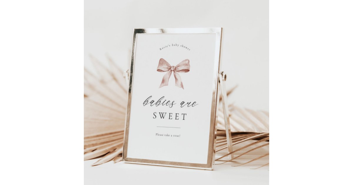 Baby shower dessert table sign with bow design | Zazzle