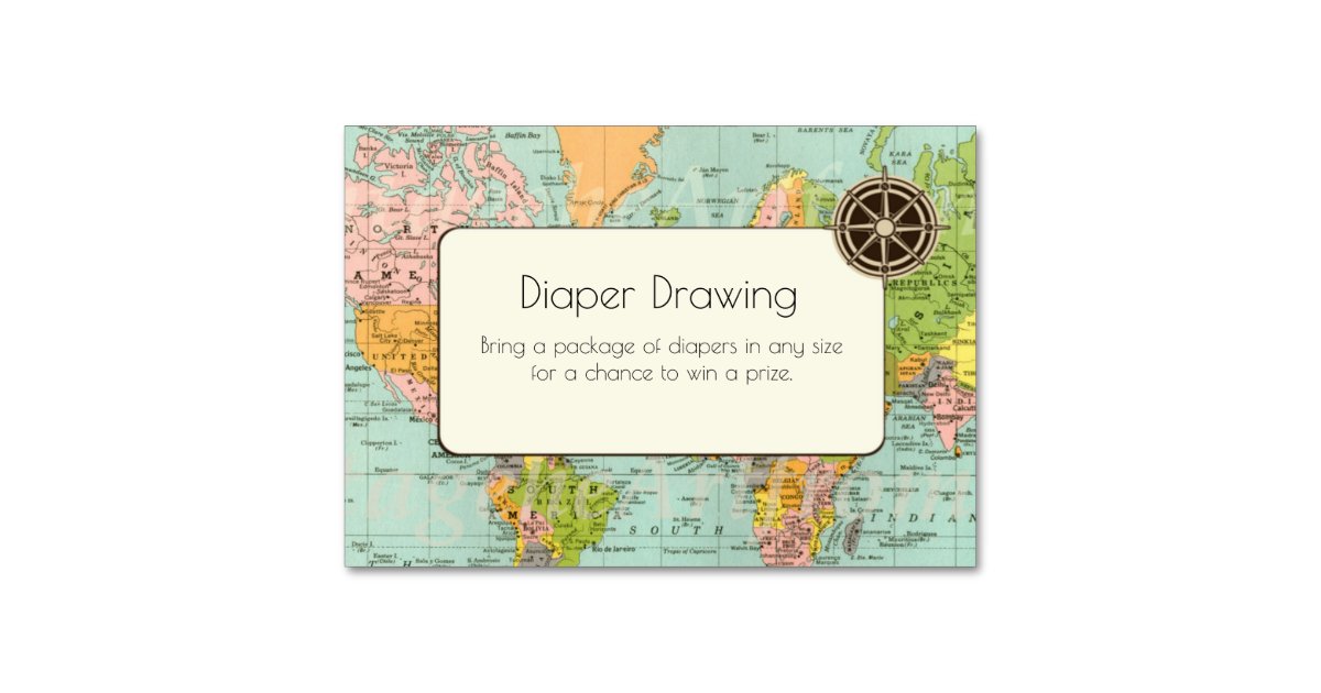 Baby Shower Diaper Drawing Insert- Multicolor Map Table Number | Zazzle