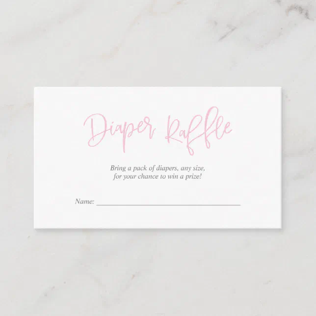 Baby Shower Diaper Raffle, Creative Pink Script Enclosure Card | Zazzle
