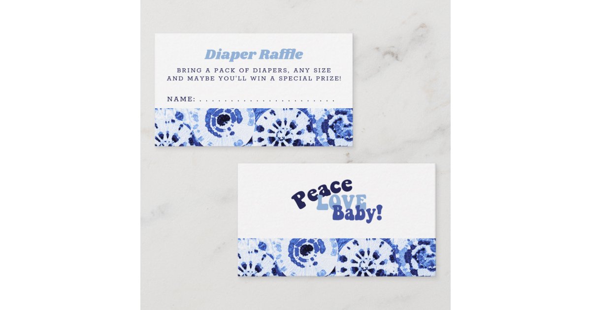Baby Shower Diaper Raffle Tie Dye Blue Shibori Enclosure Card | Zazzle