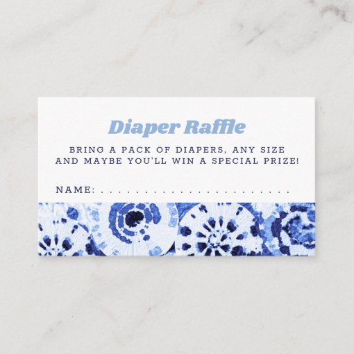Baby Shower Diaper Raffle Tie Dye Blue Shibori Enclosure Card | Zazzle