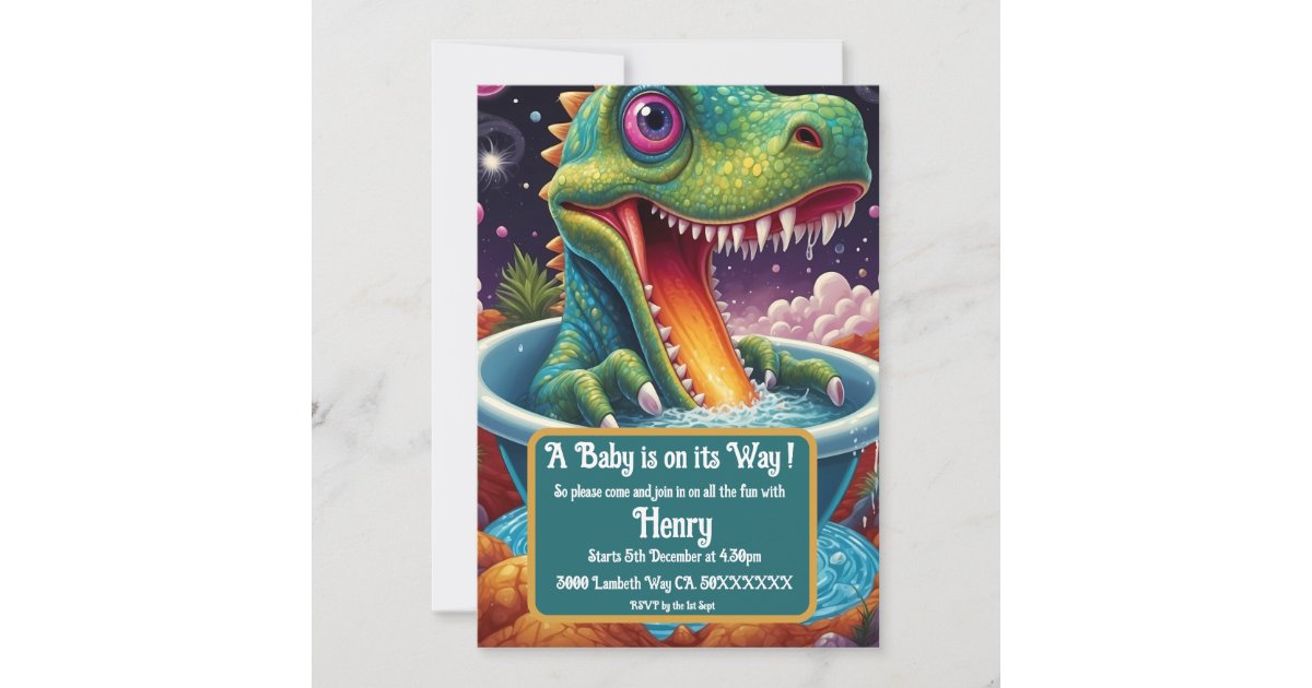 Baby shower Dino-Mite party design Invitation | Zazzle