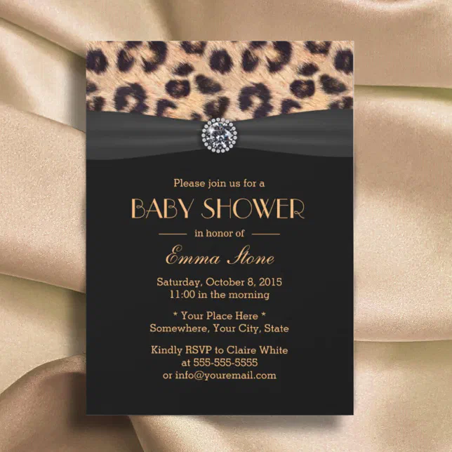 Baby Shower Elegant Leopard Print Pattern Invitation | Zazzle