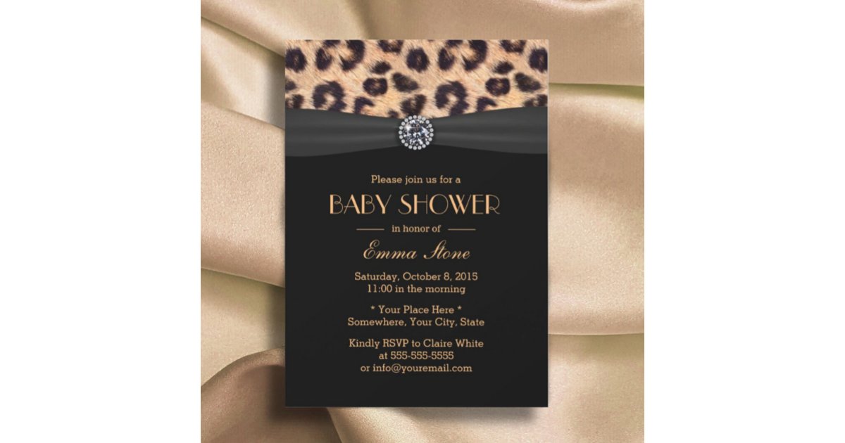 Baby Shower Elegant Leopard Print Pattern Invitation | Zazzle