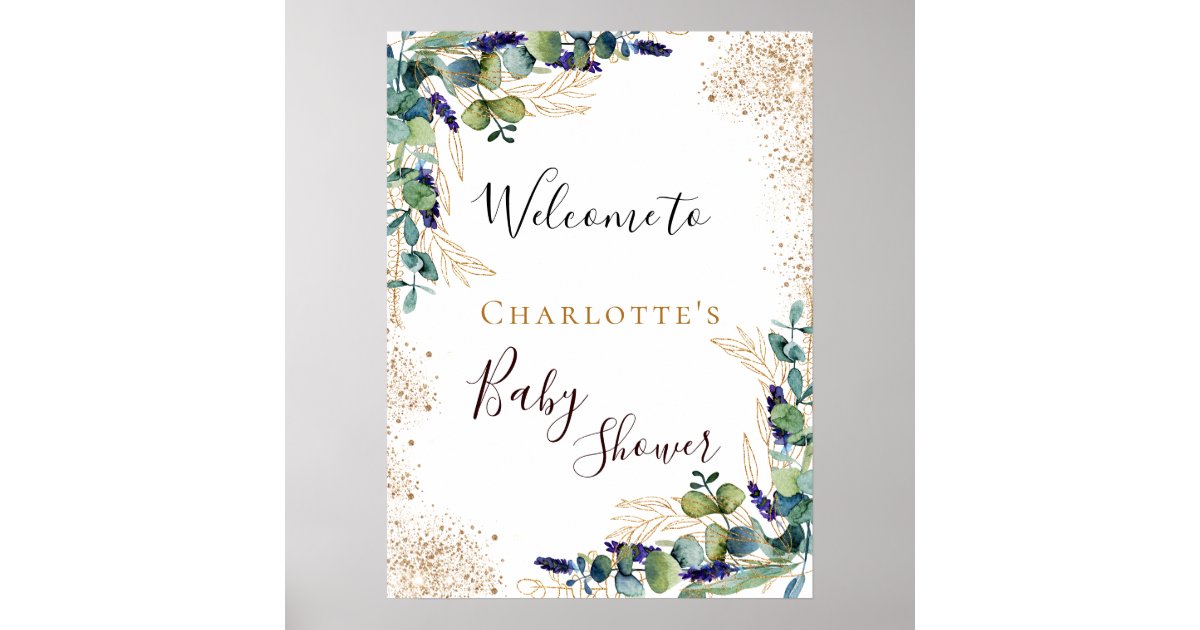 Baby Shower eucalyptus greenery elegant welcome Poster | Zazzle