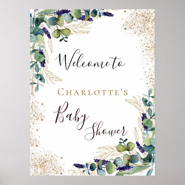Baby Shower eucalyptus greenery elegant welcome Poster | Zazzle