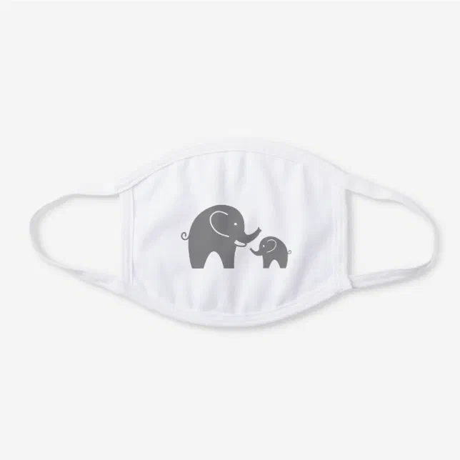 Baby shower face mask with cute gray elephants | Zazzle