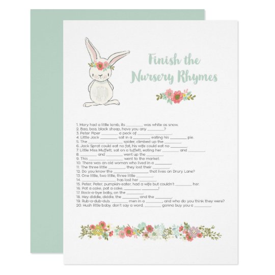 Baby Shower Finish The Nursery Rhymes Game Card | Zazzle.com