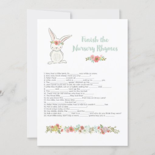 Baby Shower Finish The Nursery Rhymes Game Card | Zazzle