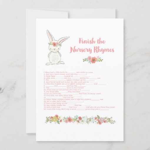 Baby Shower Finish the Nursery Rhymes Game Card | Zazzle