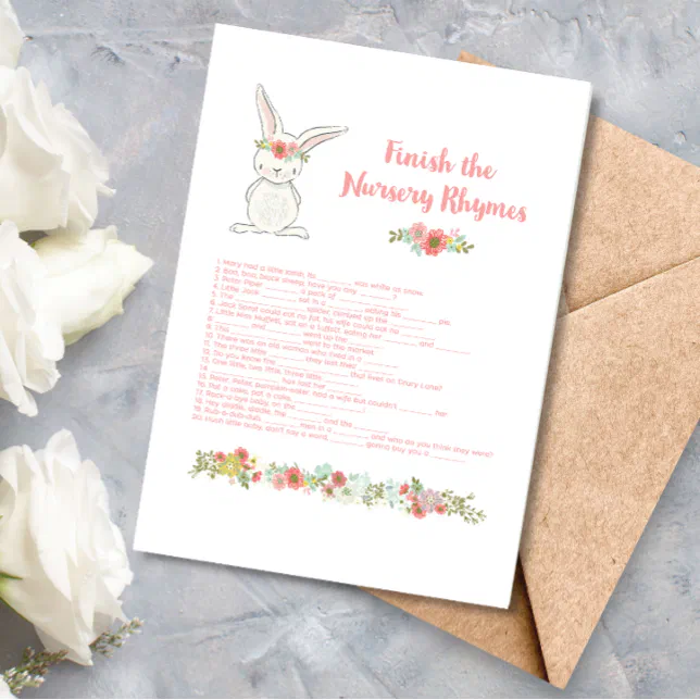 Baby Shower Finish the Nursery Rhymes Game Card | Zazzle