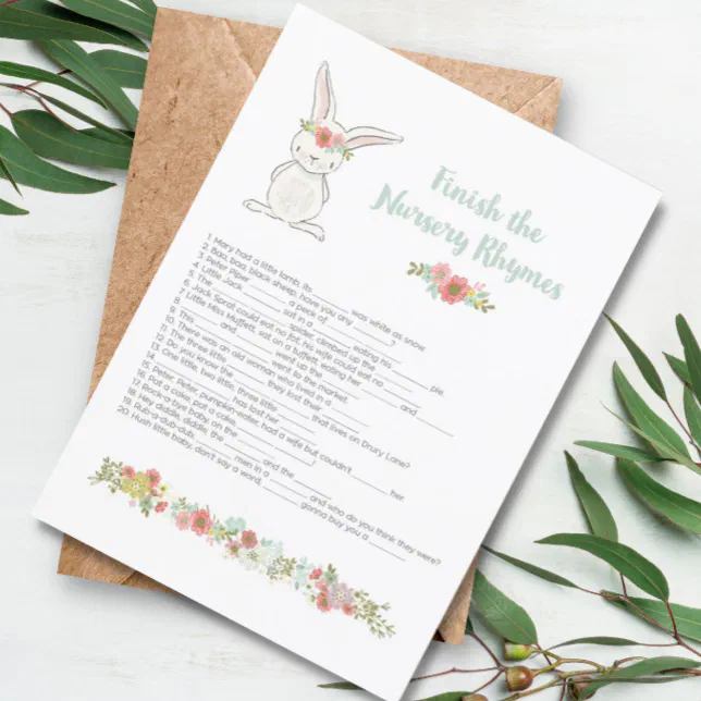 Baby Shower Finish The Nursery Rhymes Game Card | Zazzle