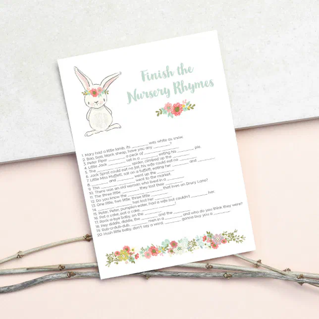 Baby Shower Finish The Nursery Rhymes Game Card | Zazzle